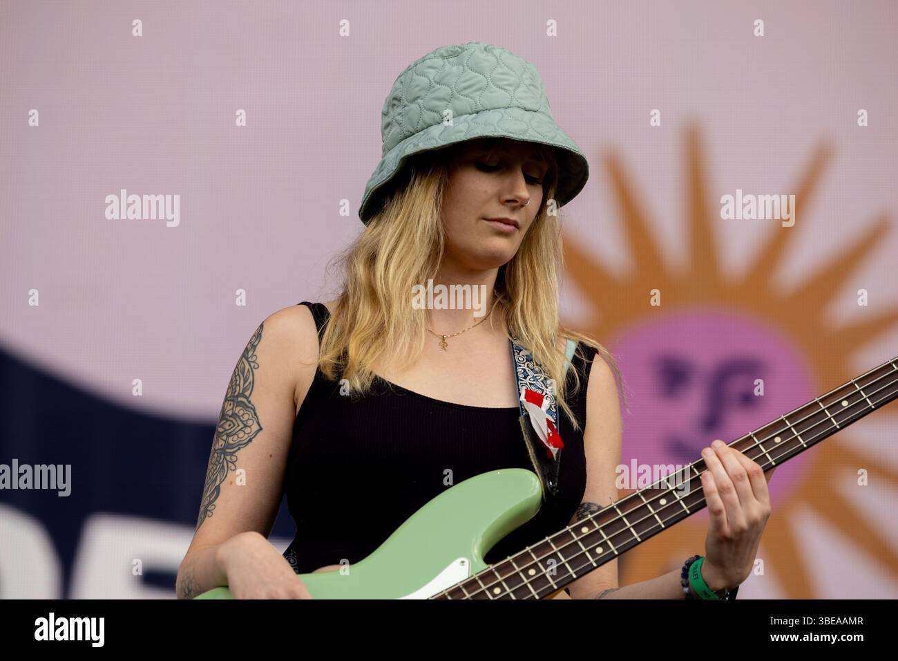 Alt-rock band Girlband play live on stage at Bearded Theory festival ...