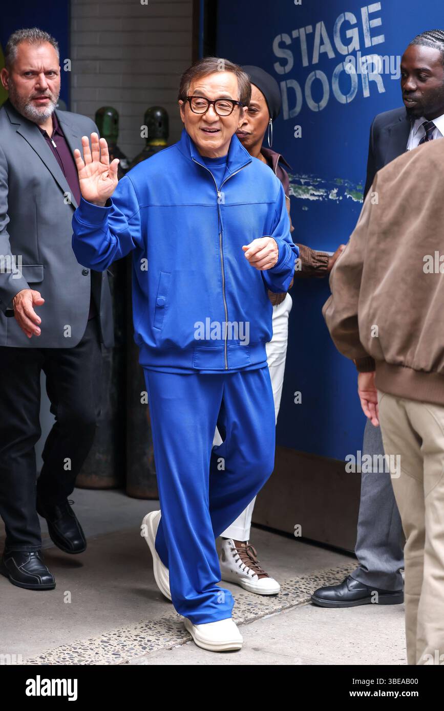 New York, United States. 28th May, 2025. Jackie Chan is seen leaving ...