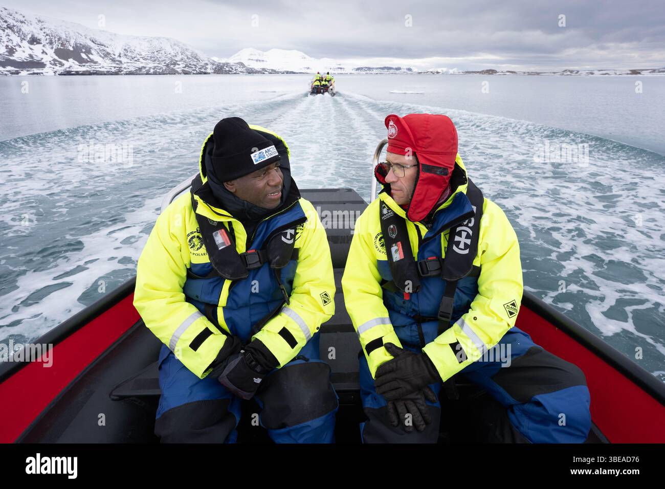 Foreign Secretary David Lammy and Norway's Foreign Minister Barth Eide view the melting ...