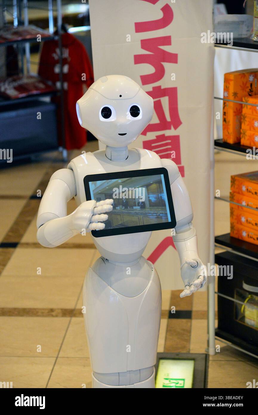 Pepper the humanoid robot, created by French company Aldebaran Robotics ...