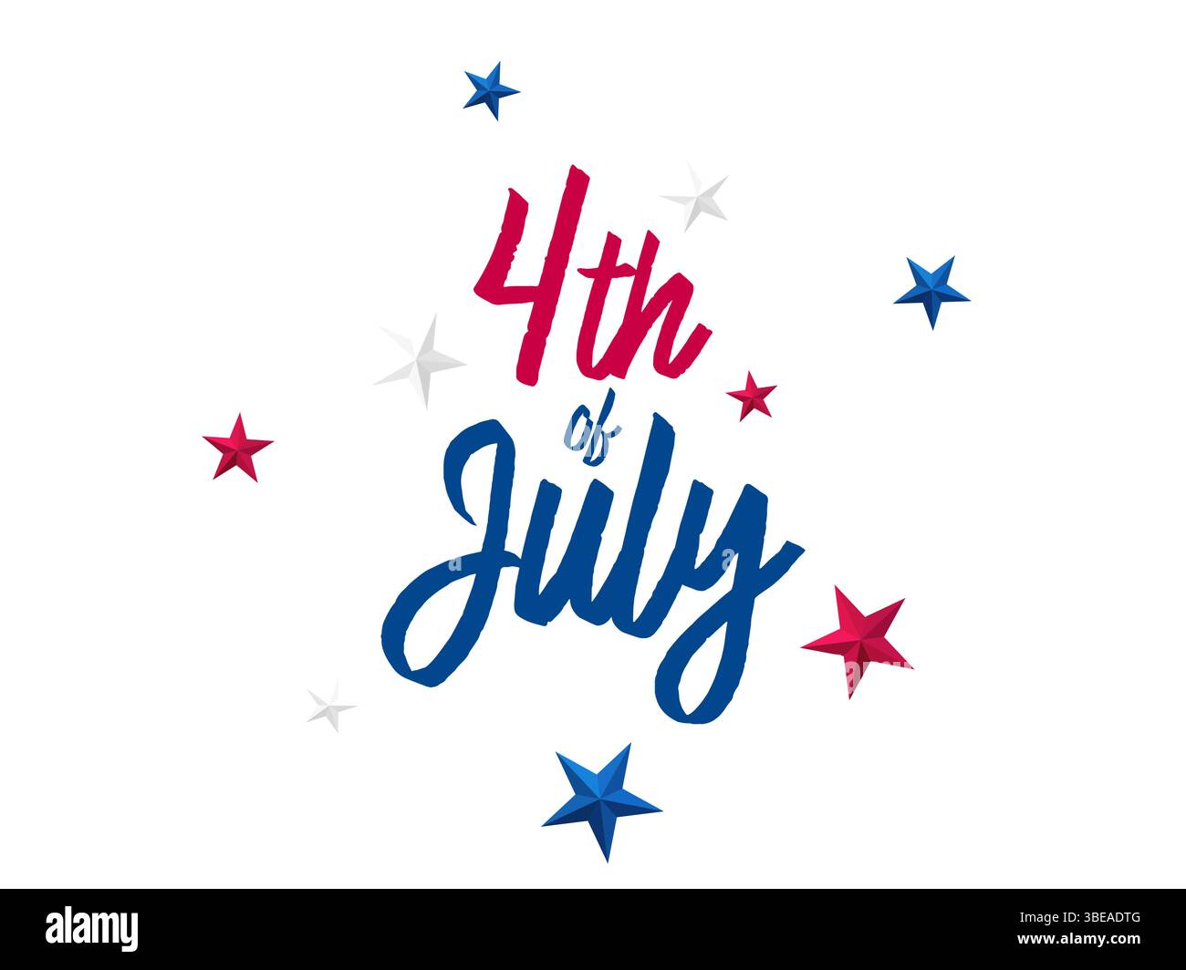 4th of July text, Fourth July typography lettering isolated Stock ...