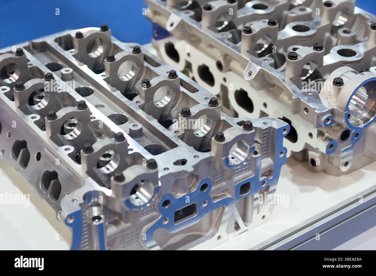 The aluminium cylinder head of the engine. The automotive parts Stock ...