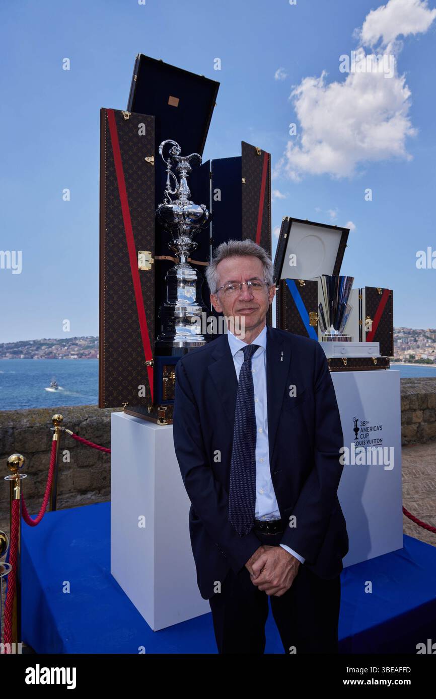 Naples, Italy. 28th May, 2025. Gaetano Manfredi, Mayor of Naples, poses ...