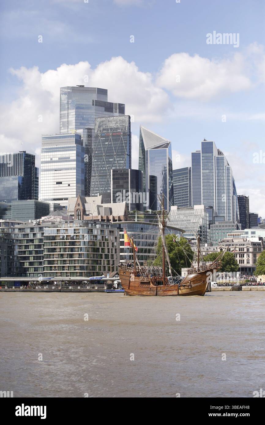 28th May 2025, Tower Bridge, London, England Replica of Columbus' Ship ...