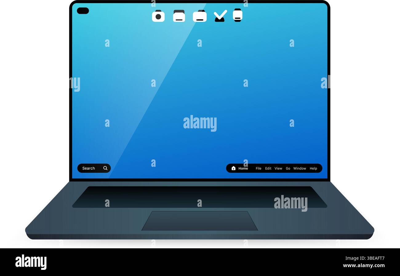 High quality 3D mockup of a realistic laptop with screen turned on ...