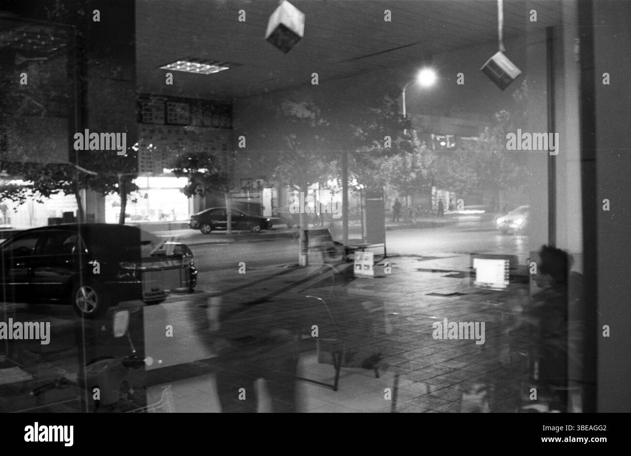Late 2000s China Urban Street Scene Through Shop Window Reflection ...