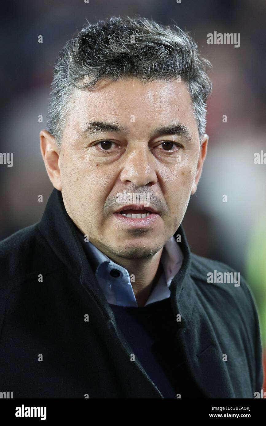 Argentina’s River Plate head coach Marcelo Gallardo looks on before the ...