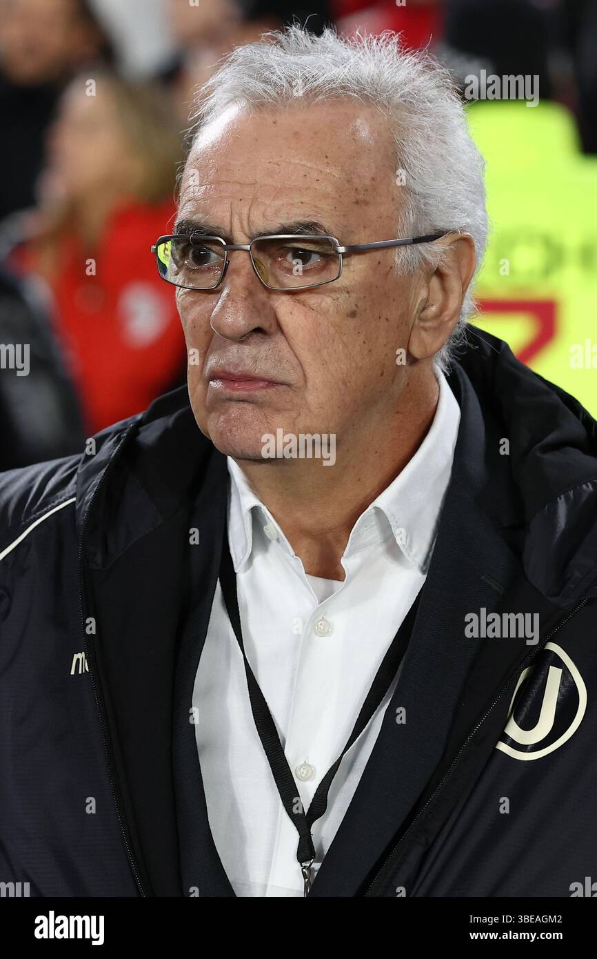 Peru’s Universitario Uruguayan head coach Jorge Fossati looks on before ...