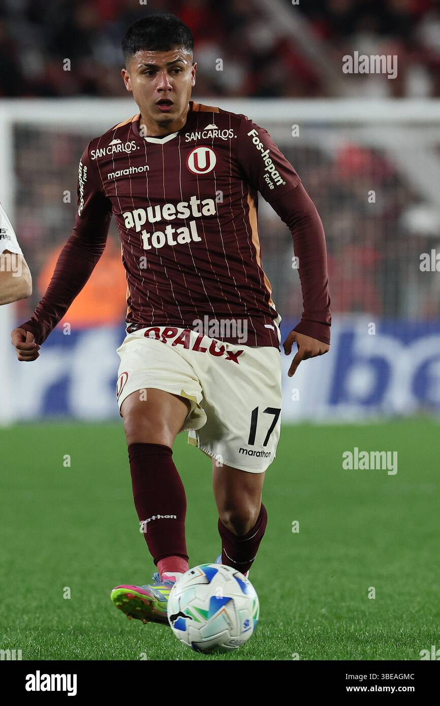 Peru’s Universitario midfielder Jairo Concha looks on during the Copa ...
