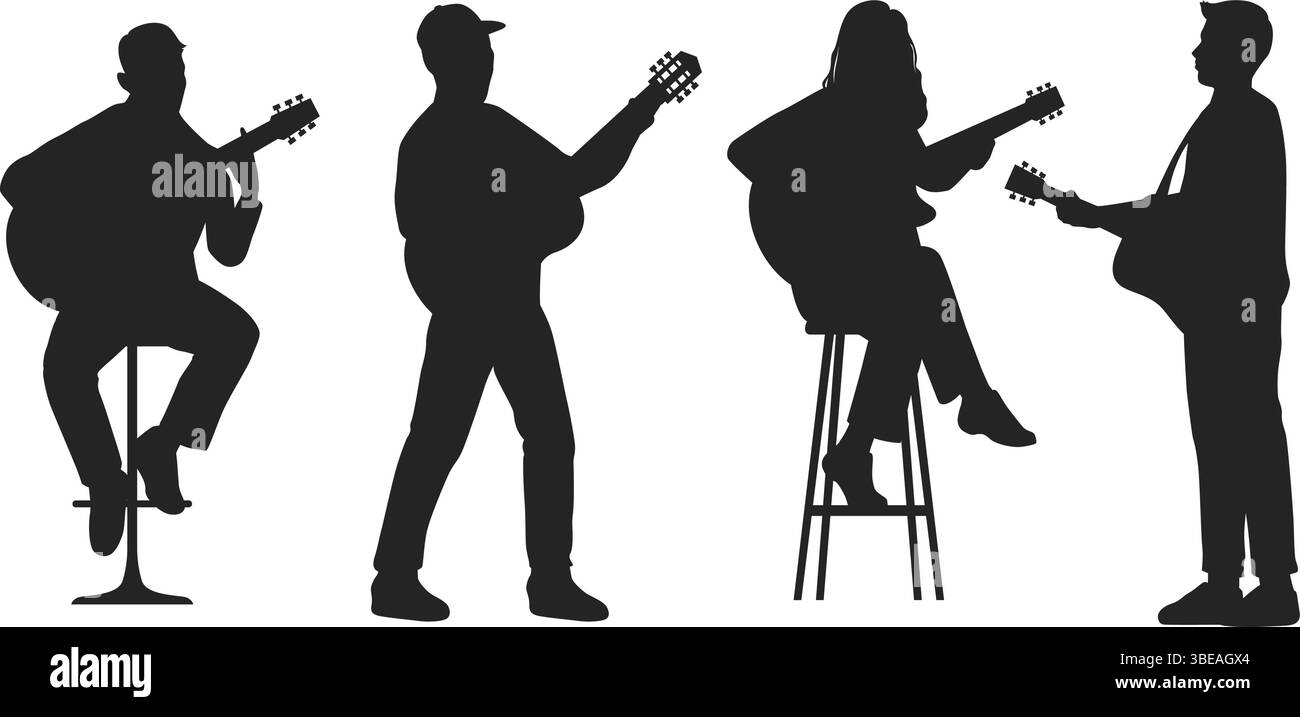 Illustration acoustic guitar standing Stock Vector Images - Alamy