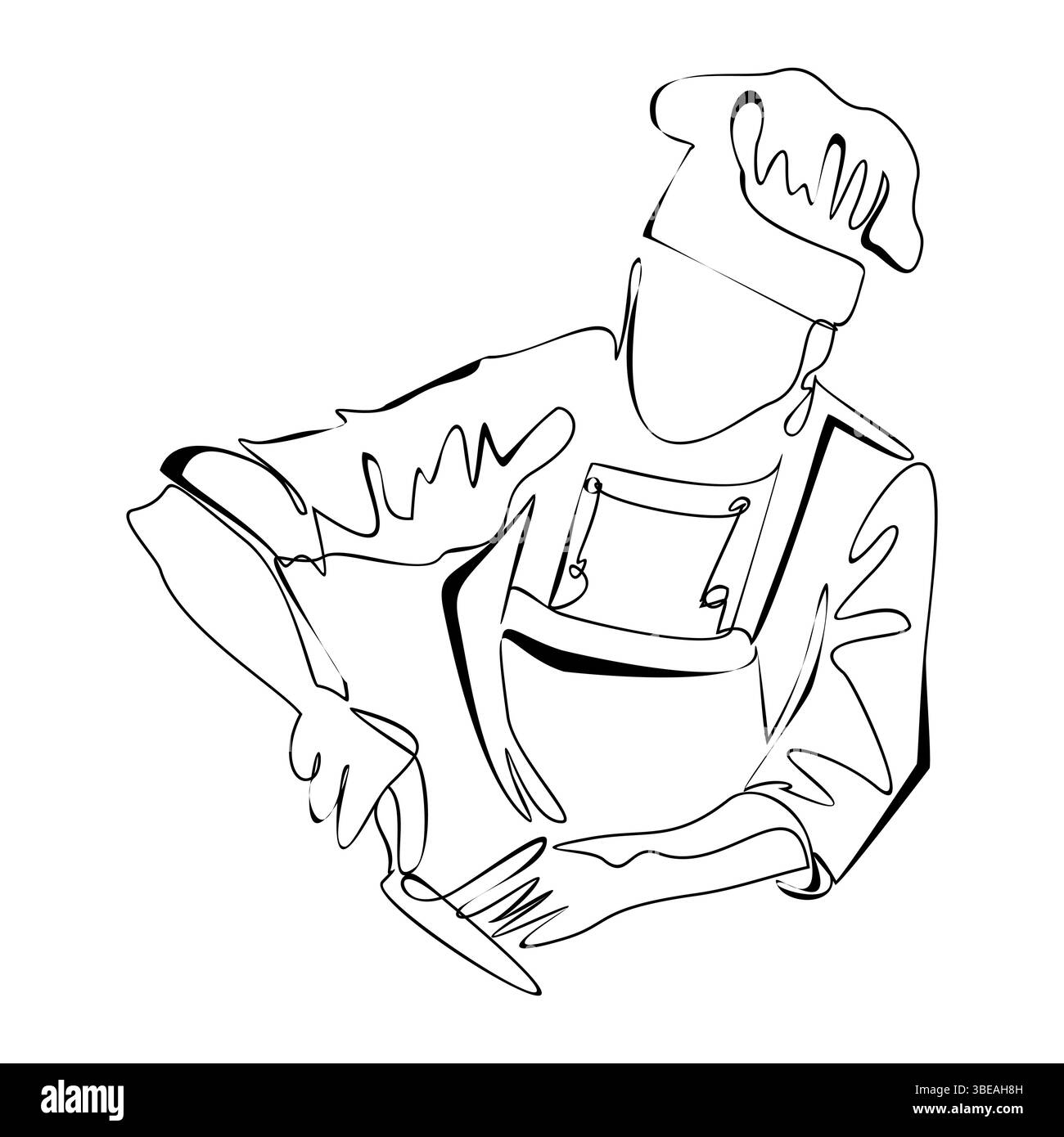 Chef cook line art vector illustration isolated on white background ...