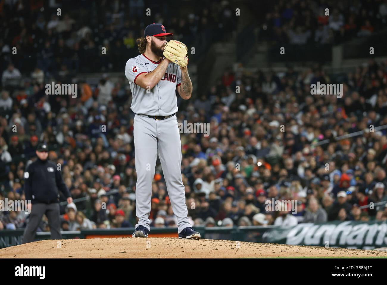 DETROIT, MI - MAY 23: Cleveland Guardians relief pitcher Hunter Gaddis ...