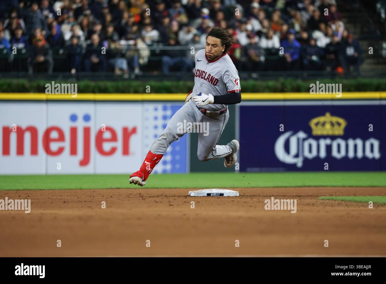 DETROIT, MI - MAY 23: Cleveland Guardians catcher Bo Naylor (23) runs ...