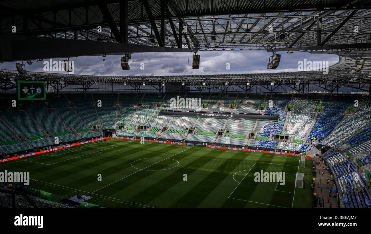A general view of Wroclaw Stadium, also known as Tarczynski Arena ...