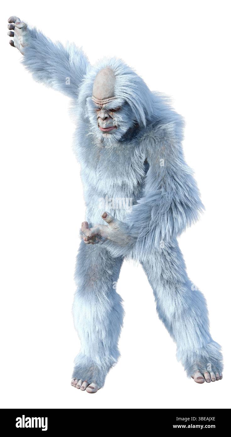 3D rendering of a fantasy creature yeti isolated on white background ...