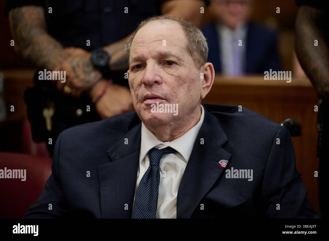 Harvey Weinstein appears for his retrial in a Manhattan court Wednesday ...