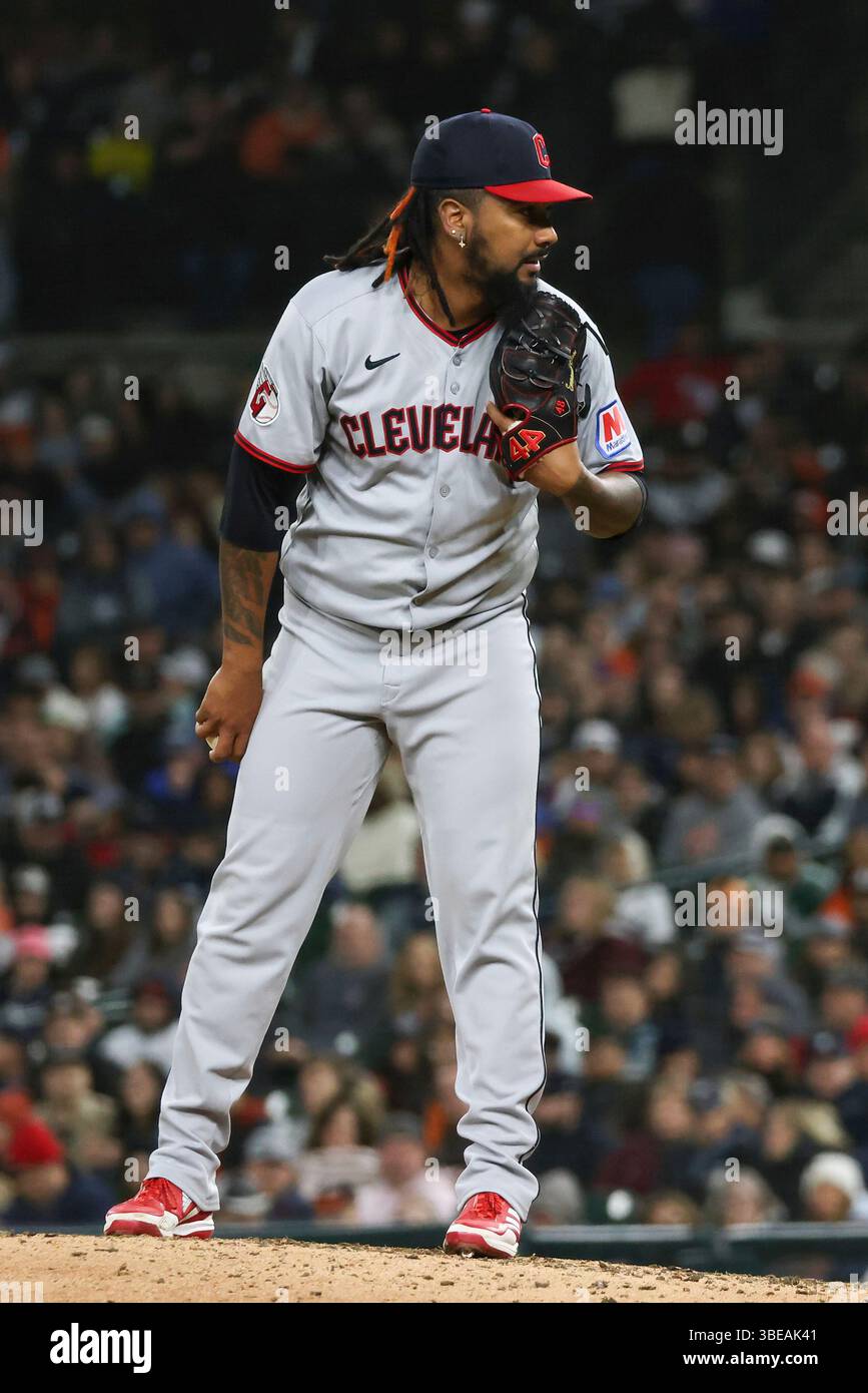 DETROIT, MI - MAY 23: Cleveland Guardians pitcher Emmanuel Clase (48 ...