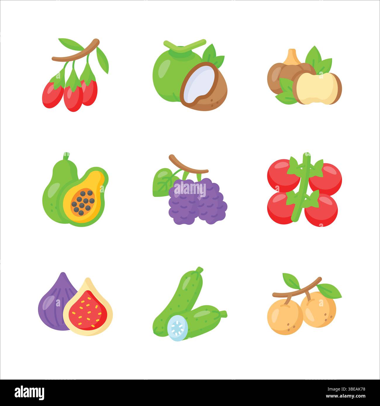 Well designed fruits and vegetables vectors set, healthy and organic ...