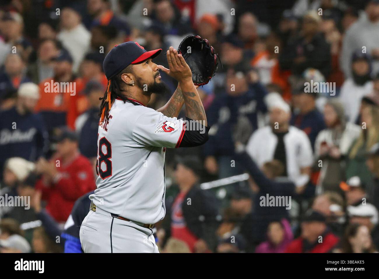 DETROIT, MI - MAY 23: Cleveland Guardians pitcher Emmanuel Clase (48 ...