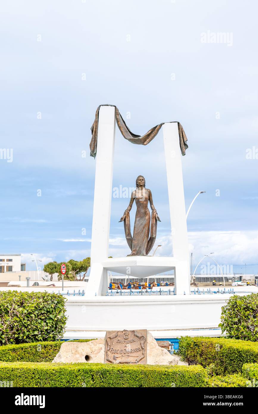 Chipiona, Spain - April 17, 2025: Monument in honor of singer Rocio Jurado in the city of ...