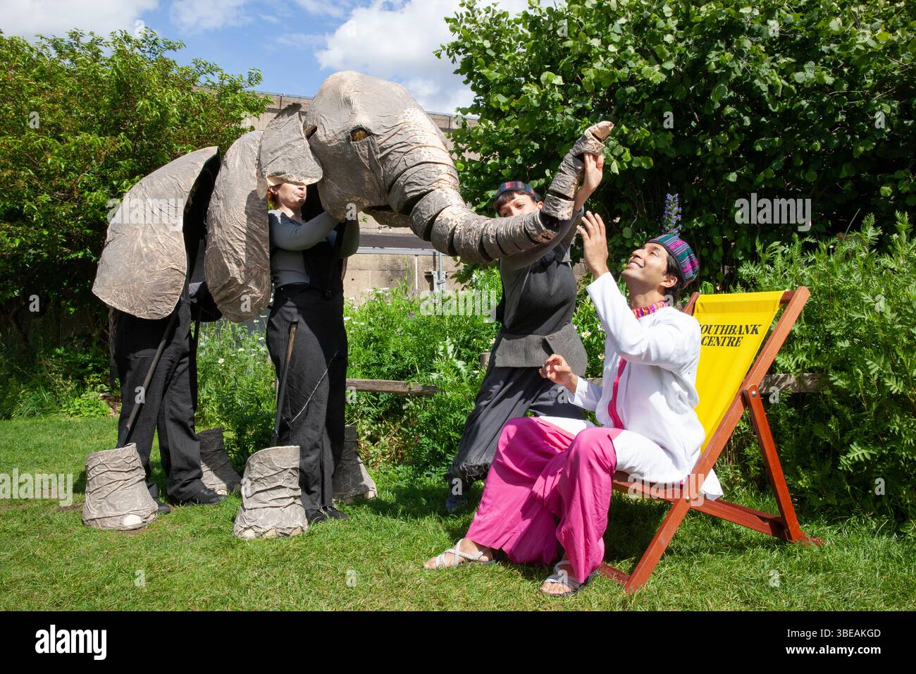 London, UK. 28th May, 2025. Janu, a puppet of a teenage elephant, took ...