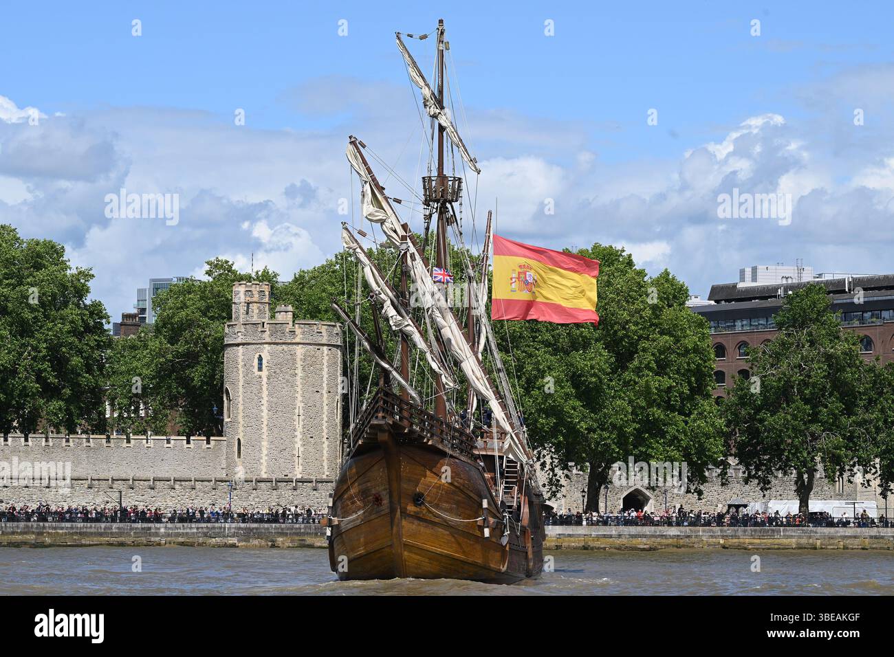 London, England 28th May, 2025 Tallship Nao Santa Maria, a replica of ...
