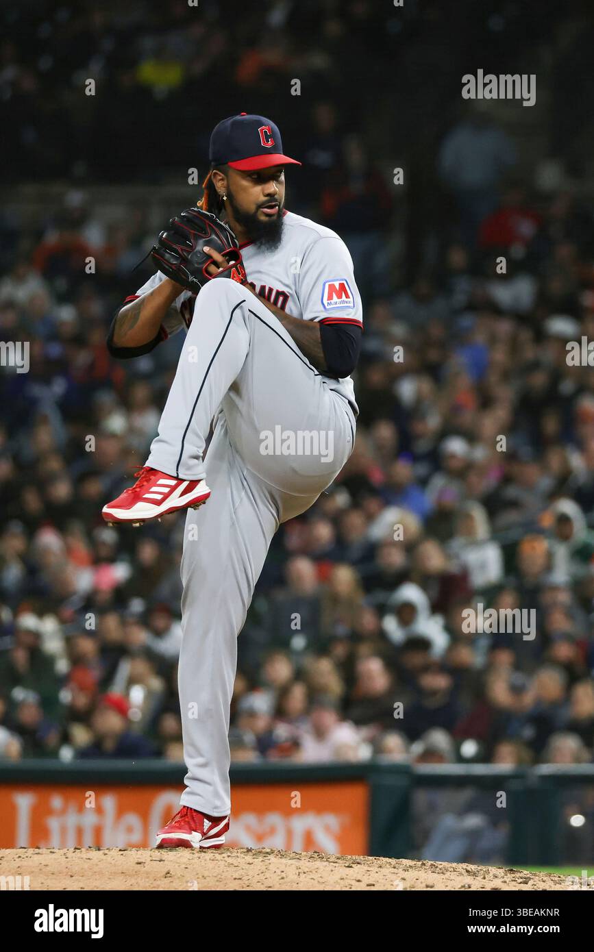 DETROIT, MI - MAY 23: Cleveland Guardians pitcher Emmanuel Clase (48 ...