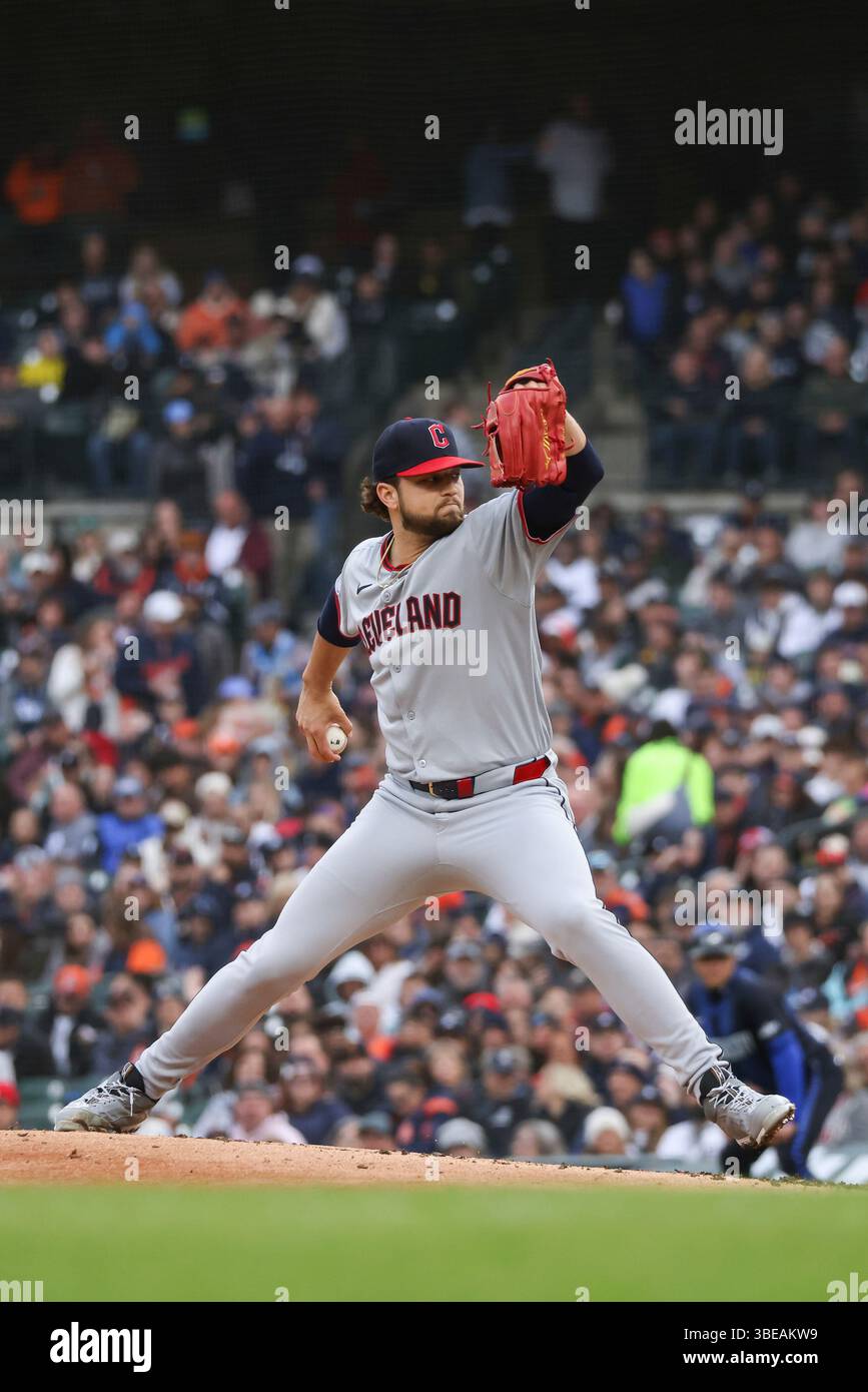 DETROIT, MI - MAY 23: Cleveland Guardians starting pitcher Slade ...