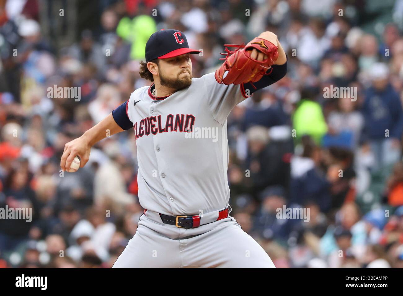 DETROIT, MI - MAY 23: Cleveland Guardians starting pitcher Slade ...