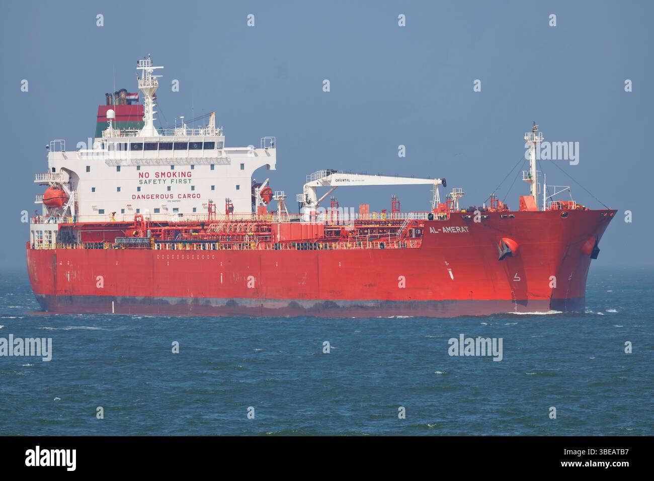 The chemical tanker Al-Amerat arrives at the port of Rotterdam on April ...
