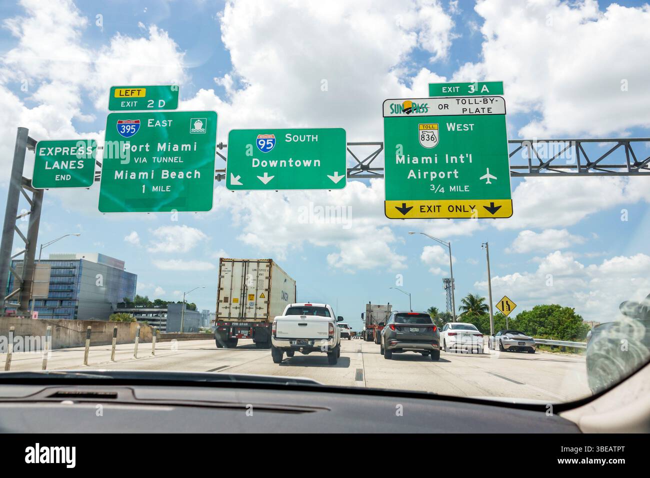 Miami Florida,Interstate 95 I-95 highway expressway,overhead road signs ...
