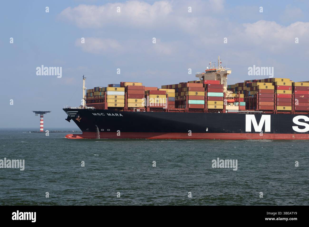 The container ship MSC Mara leaves the port of Rotterdam on April 26 ...