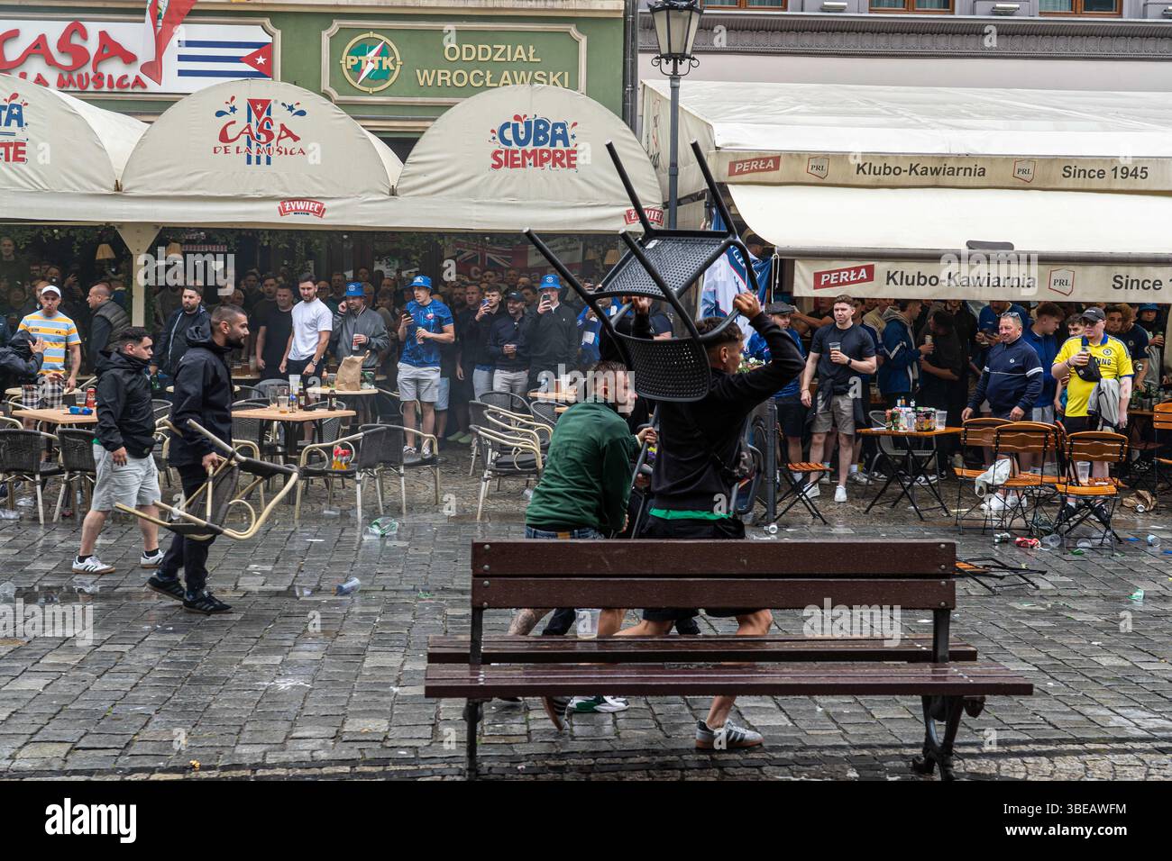 Wroclaw, Poland. 28th May, 2025. 26 May 2025 Poland Wroclaw Riots before the Conference League ...