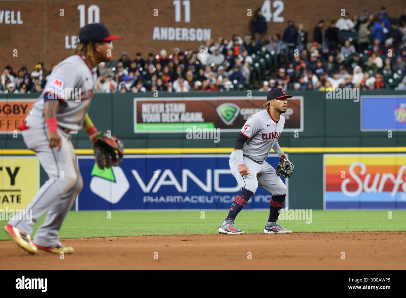 DETROIT, MI - MAY 23: Cleveland Guardians shortstop Gabriel Arias (13 ...
