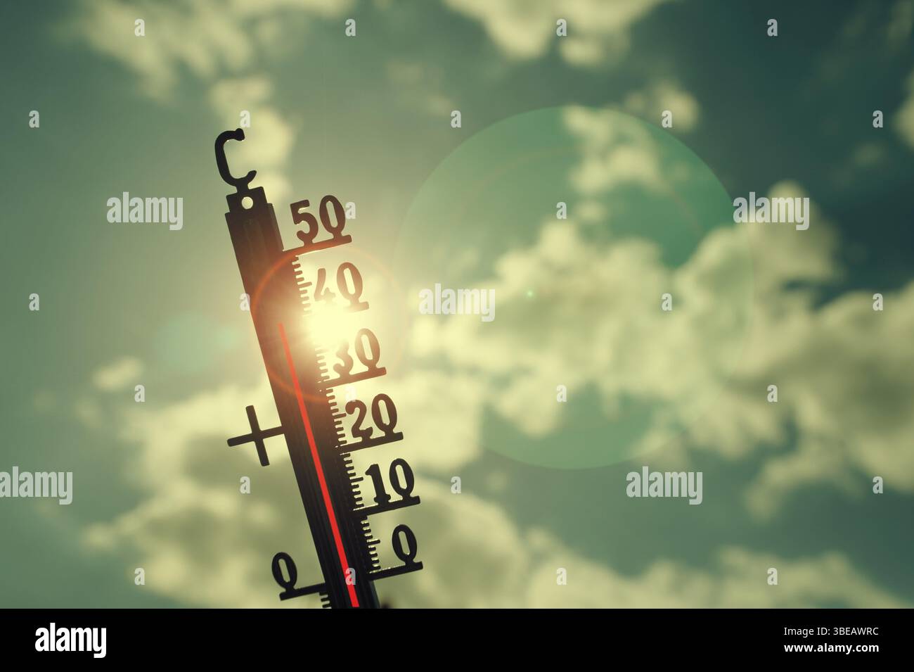 Symbolic image heat wave, thermometer in the sun, summer, climate ...