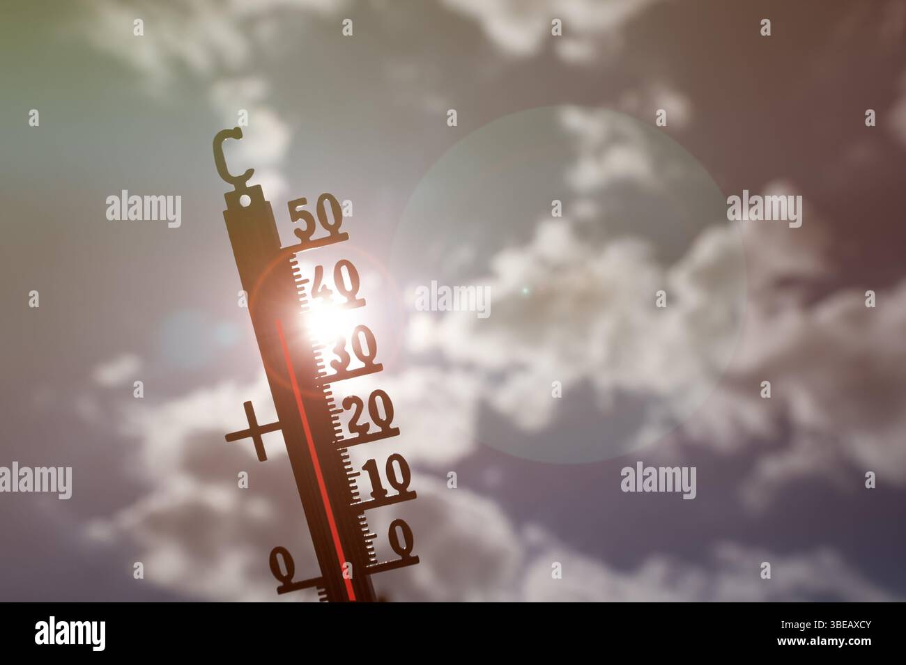 Symbolic image heat wave, thermometer in the sun, summer, climate ...