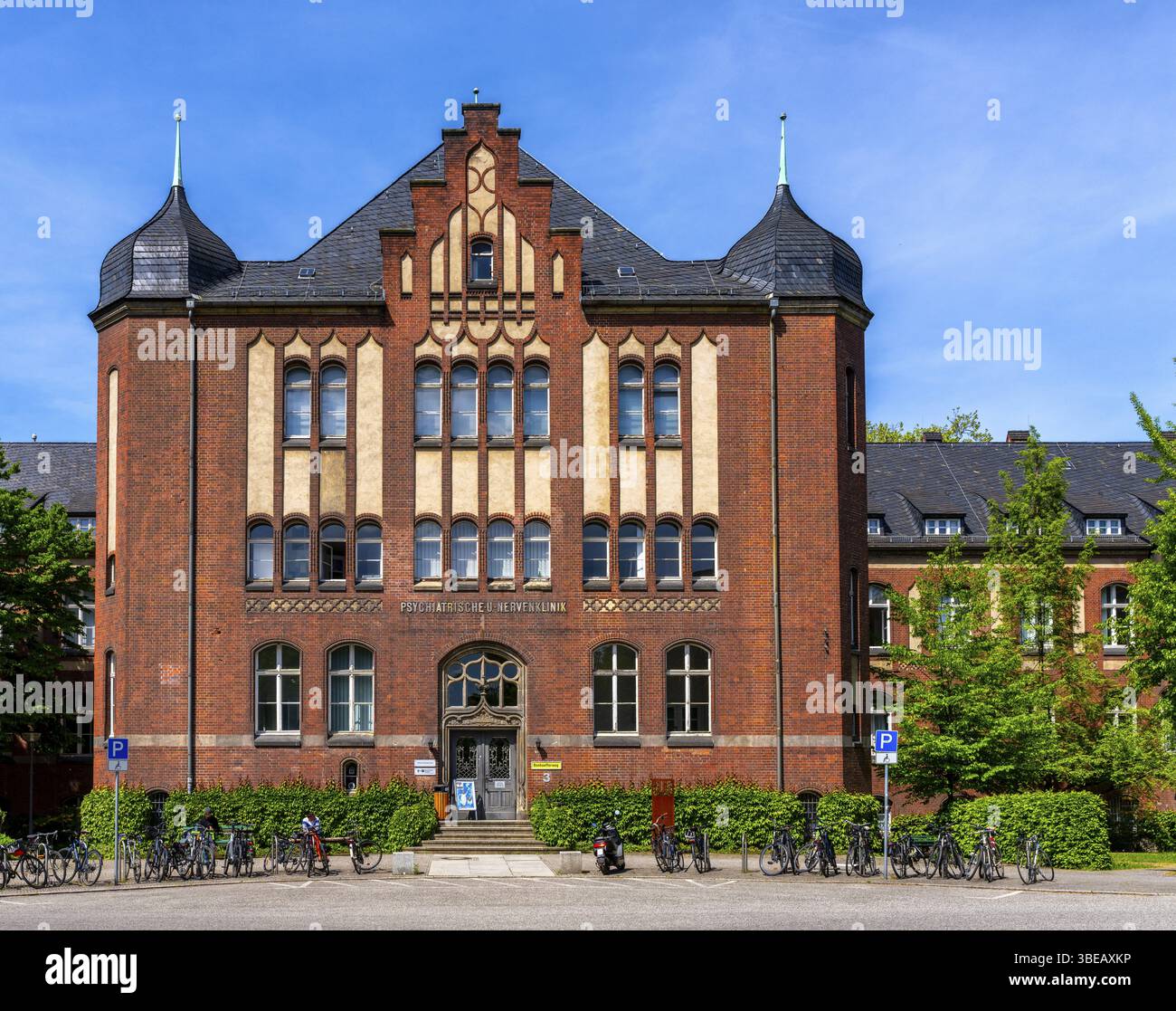 Historic brick building on the grounds of the Charite Campus Mitte ...
