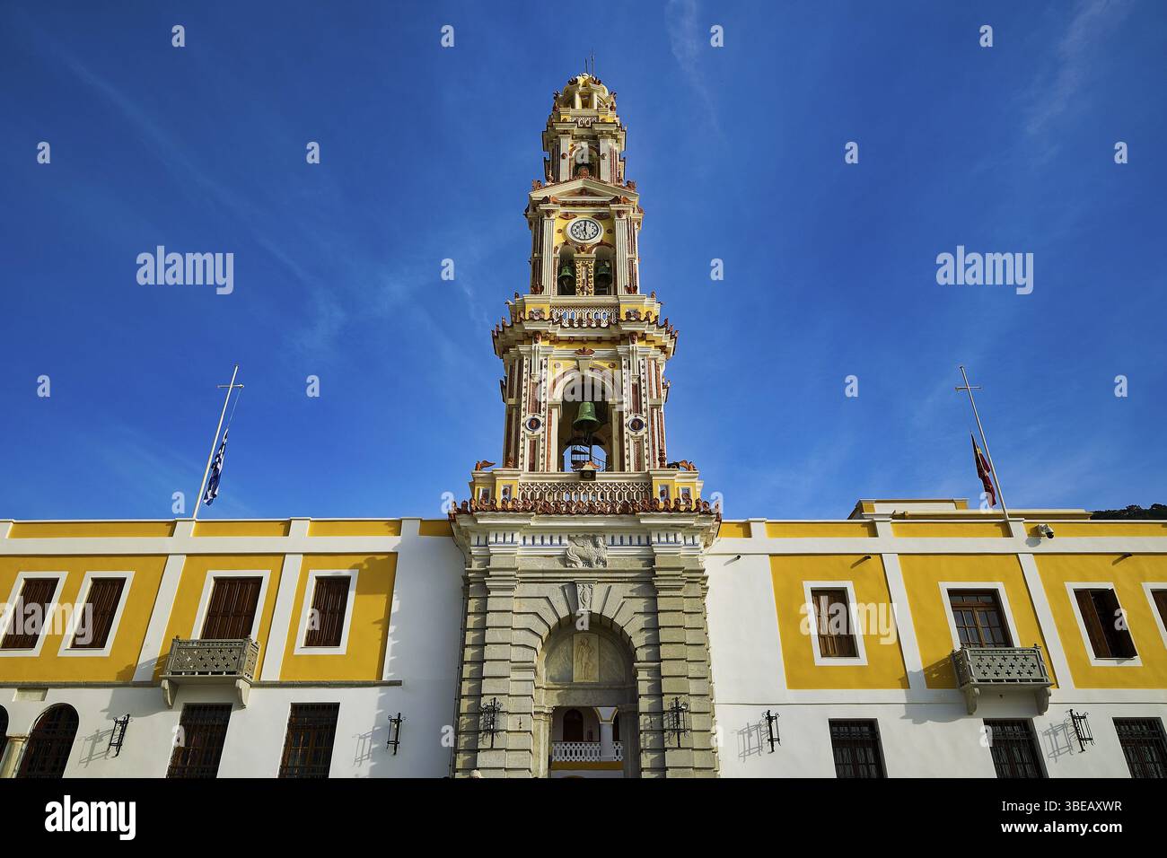 Bell tower in front of a blue sky, part of a church architecture, Holy ...