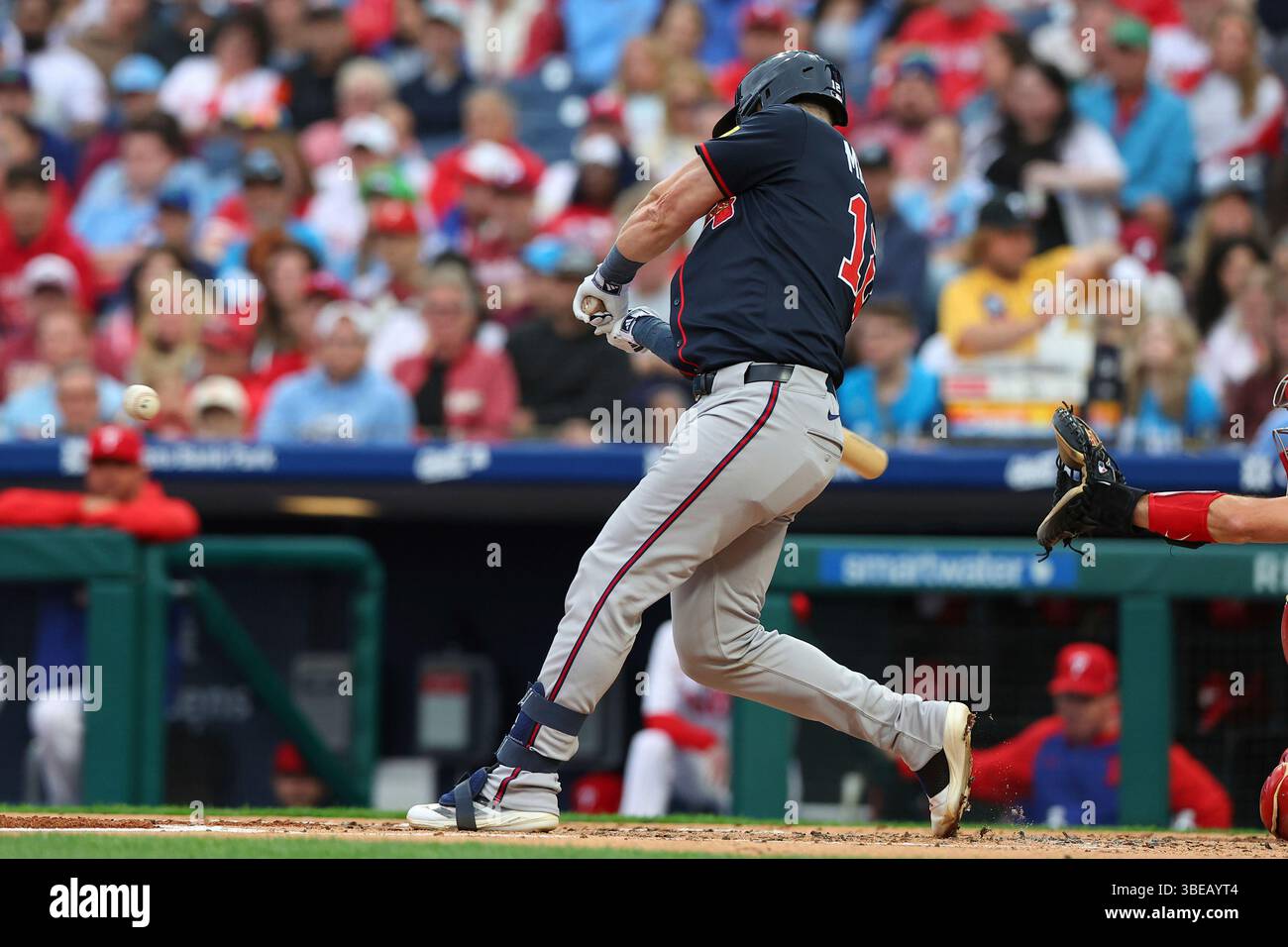 PHILADELPHIA, PA - MAY 27: Sean Murphy #12 of the Atlanta Braves at bat ...