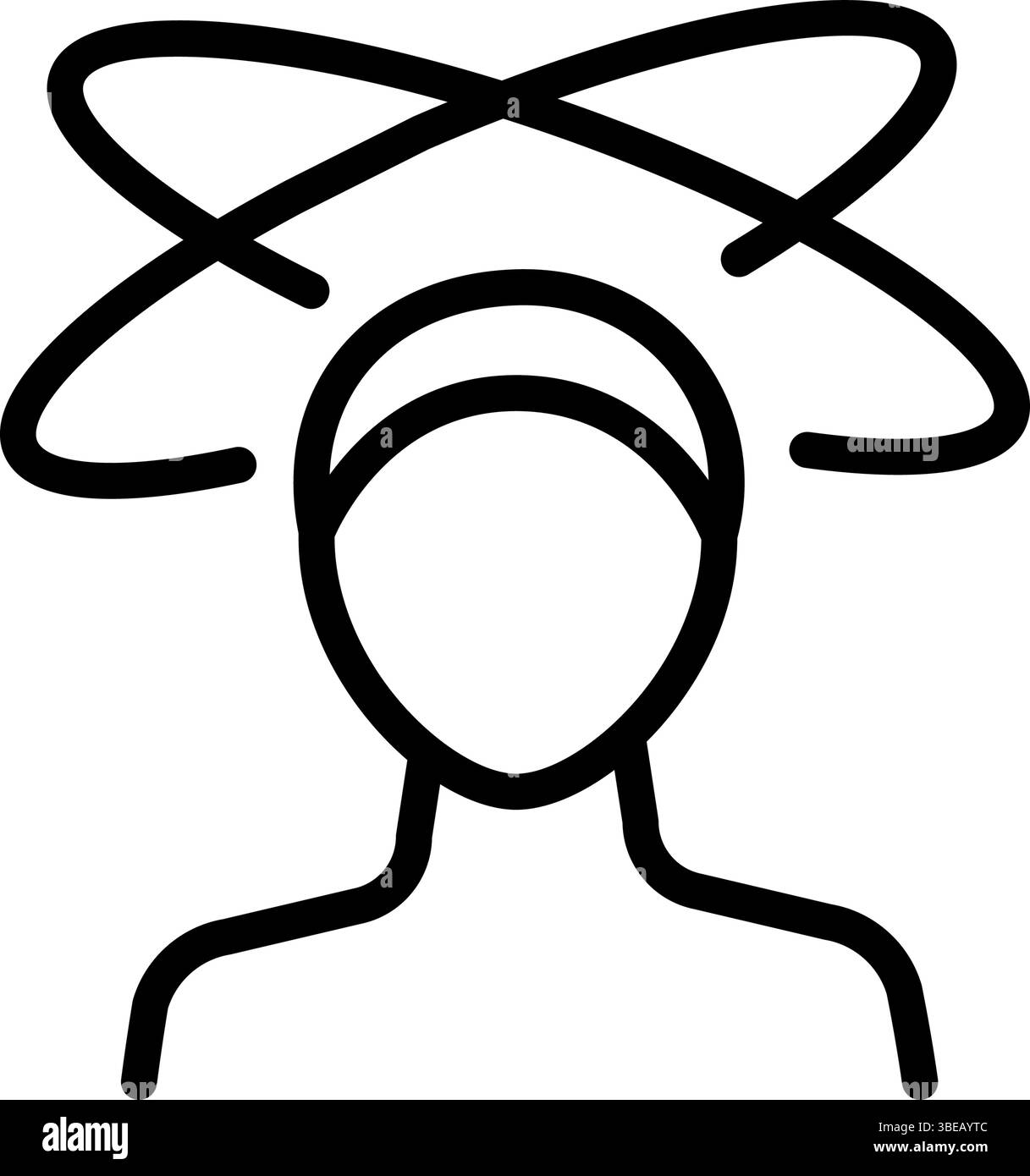 Dizziness, Migraine, Headache, Distracted Head Outline Icon. Front View ...