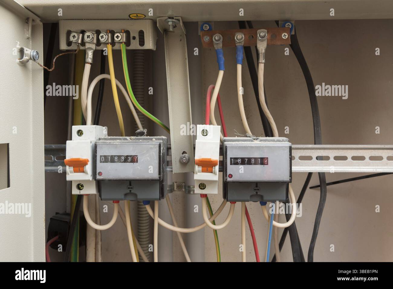 Two electronic electrical meters Stock Photo - Alamy