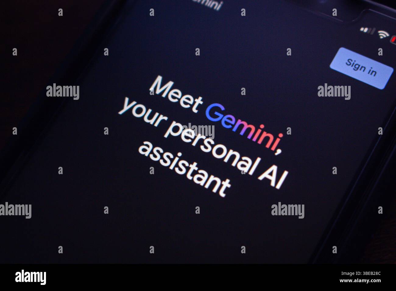 Close-up of a smartphone screen showing the Google Gemini personal AI ...