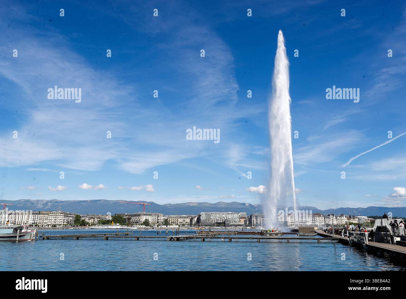 Jet dEau, Genf, Genfersee, Wasserfontäne, Wahrzeichen, Schweiz ...