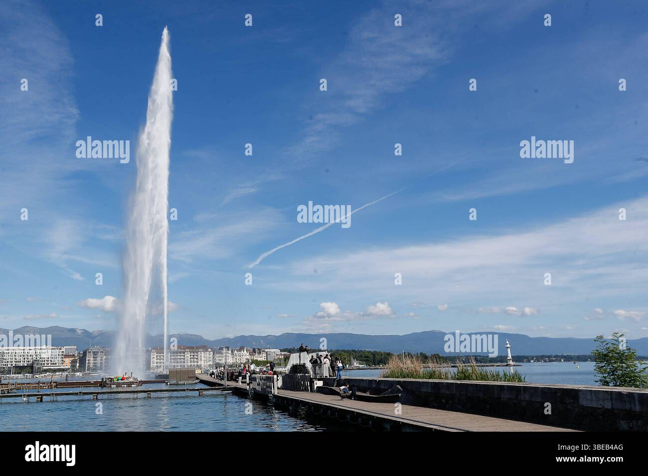 Jet dEau, Genf, Genfersee, Wasserfontäne, Wahrzeichen, Schweiz ...