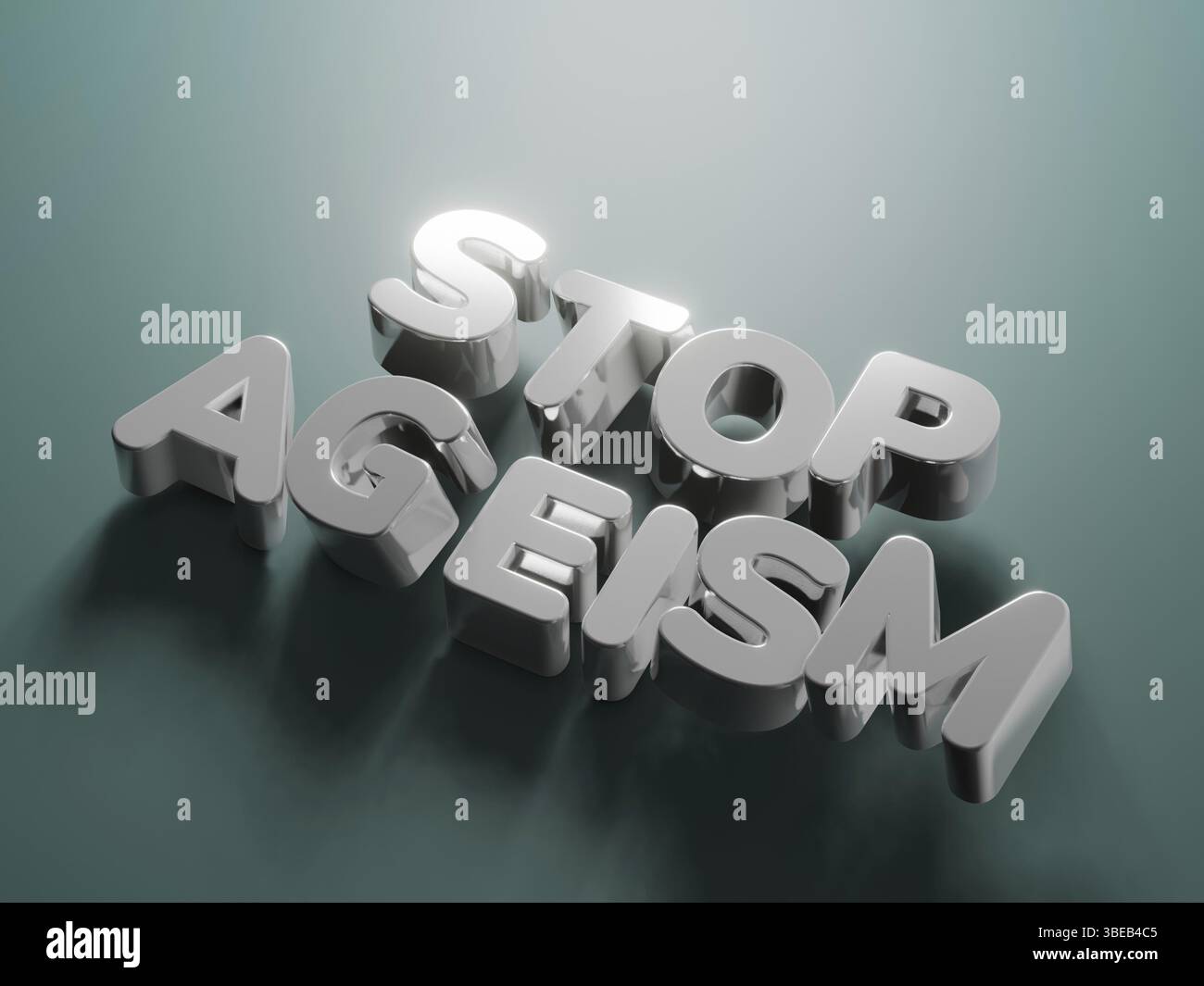 3d render of text stop ageism. Social problem of inequality of ages ...