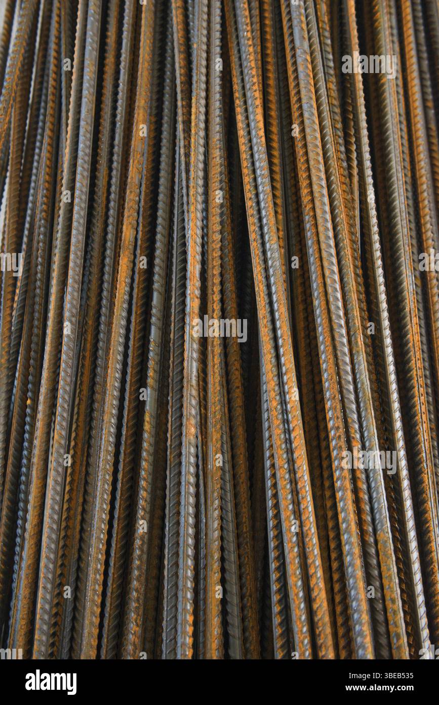 Rusty metal bars for construction works. building background Stock ...