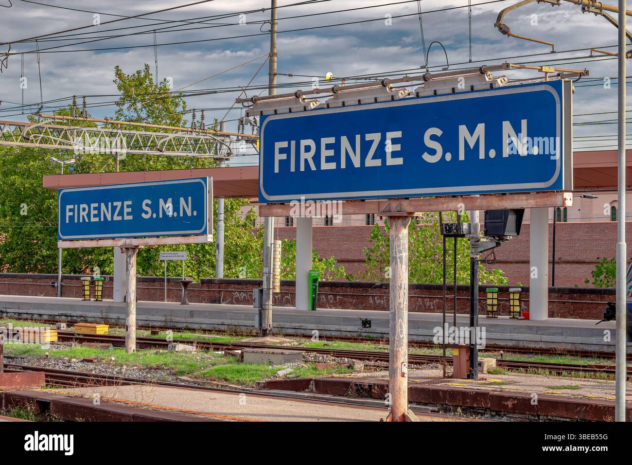Firenze Santa Maria Novella (SMN) blue station sign Stock Photo - Alamy