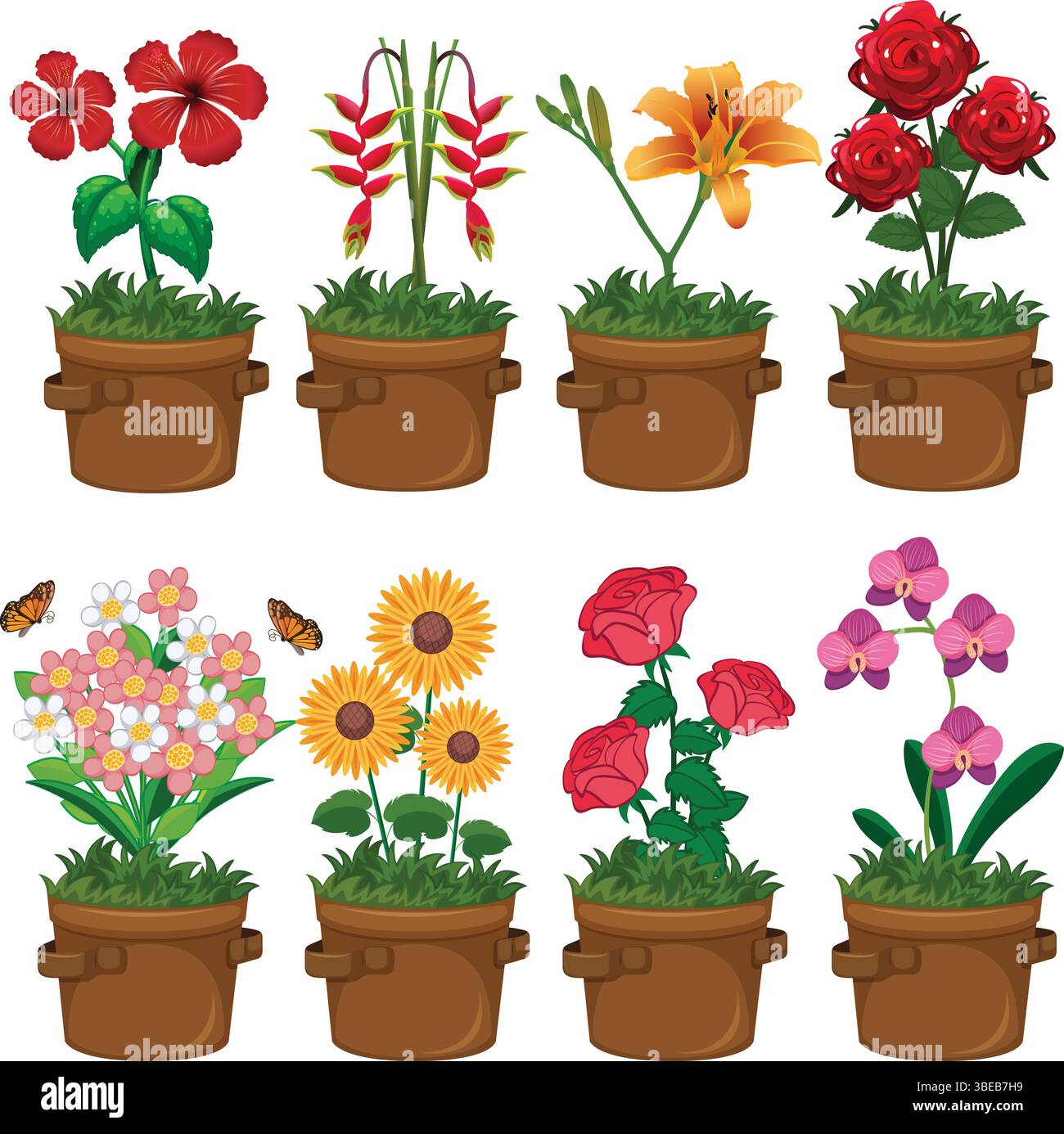 silhouette of a colorful flowers in pot Stock Vector Image & Art - Alamy
