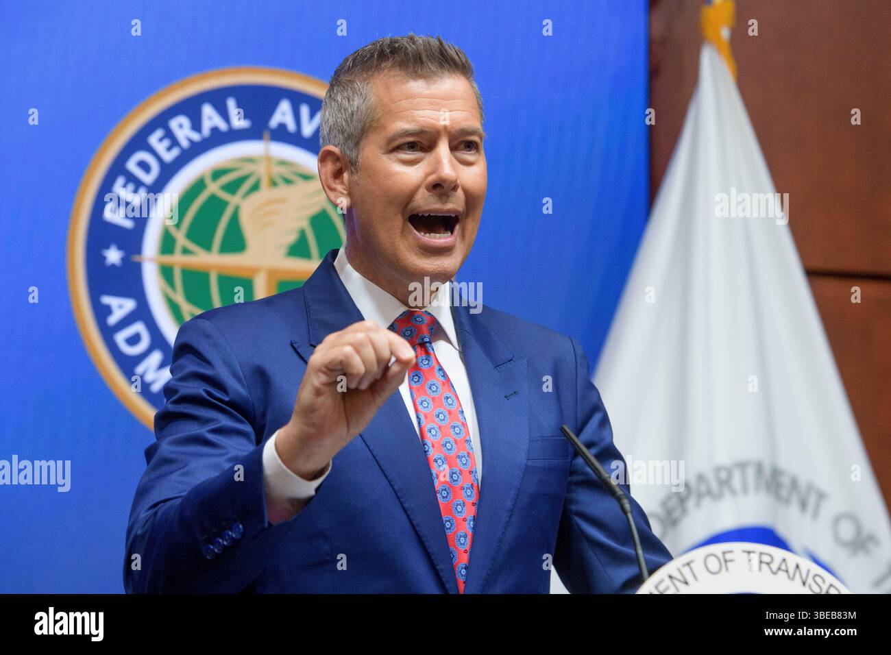 Secretary of Transportation Sean Duffy speaks during a news conference ...