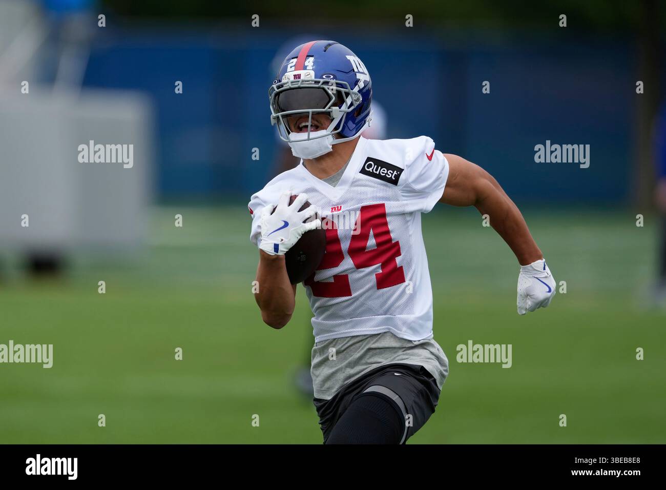 New York Giants' Dane Belton (24) gets a defensive takeaway during an ...